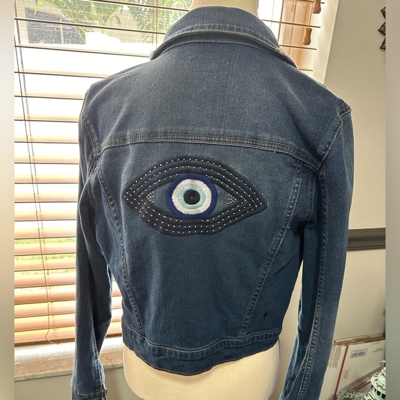 Sophia Vergara | Jackets & Coats | Evil Eye Embroidered Denim Jacket ...
